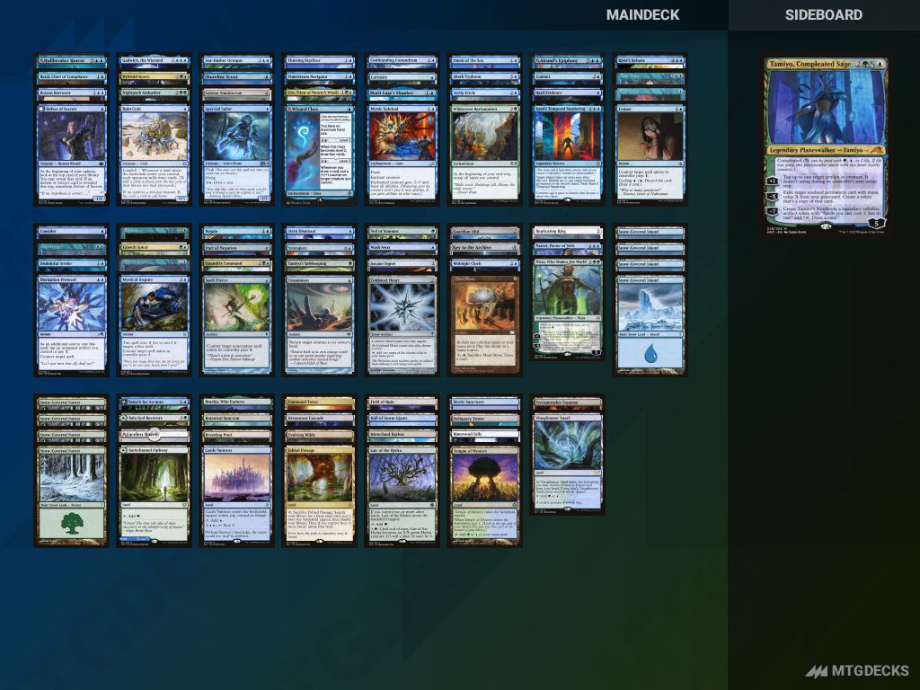Historic-Brawl Tamiyo Compleated deck by Slyscorpion • MTG DECKS