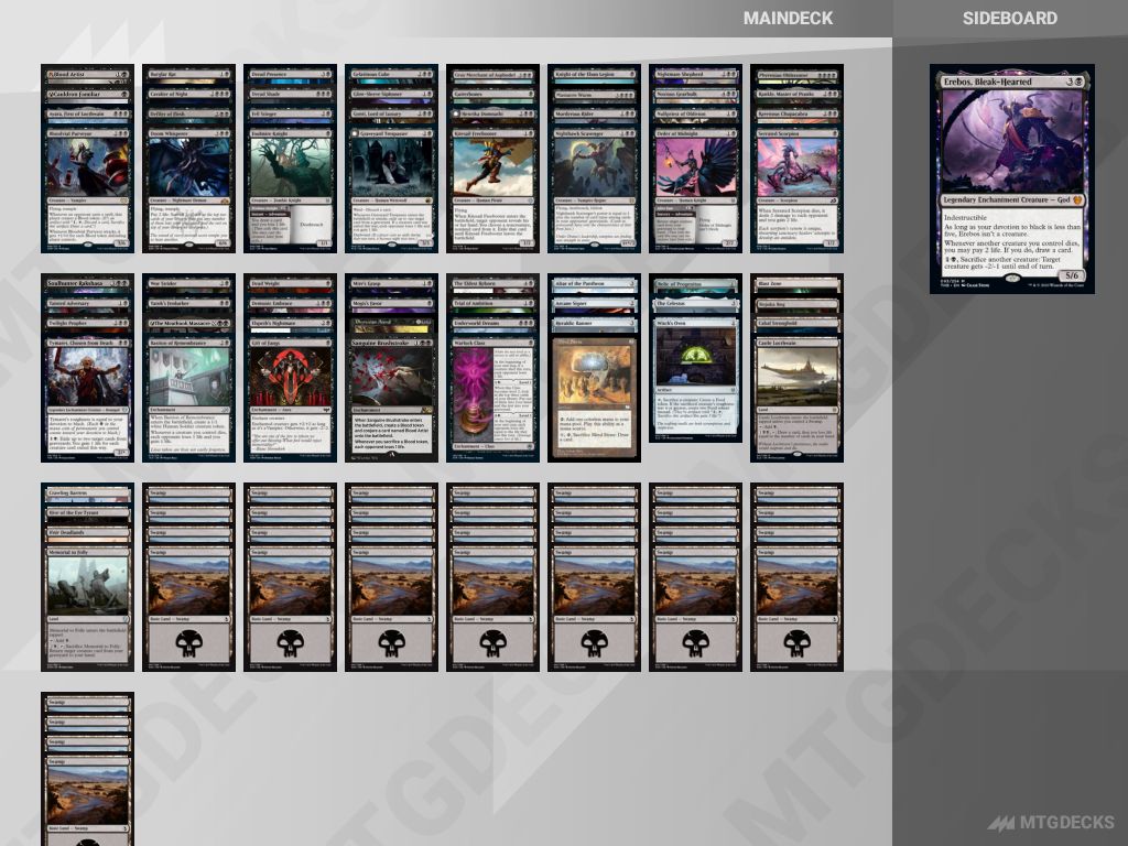 Historic-Brawl Erebos, Black Devotion deck by empty_mtg • MTG DECKS