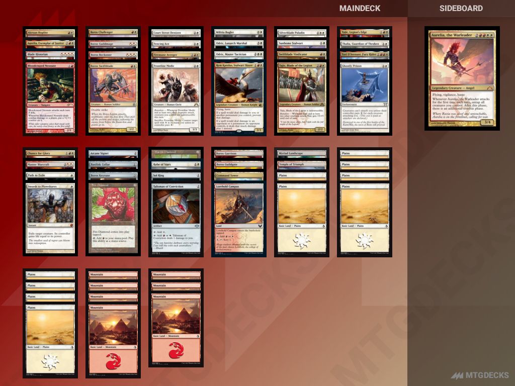Brawl 60 card historic Brawl Aurelia deck by Krayan • MTG DECKS