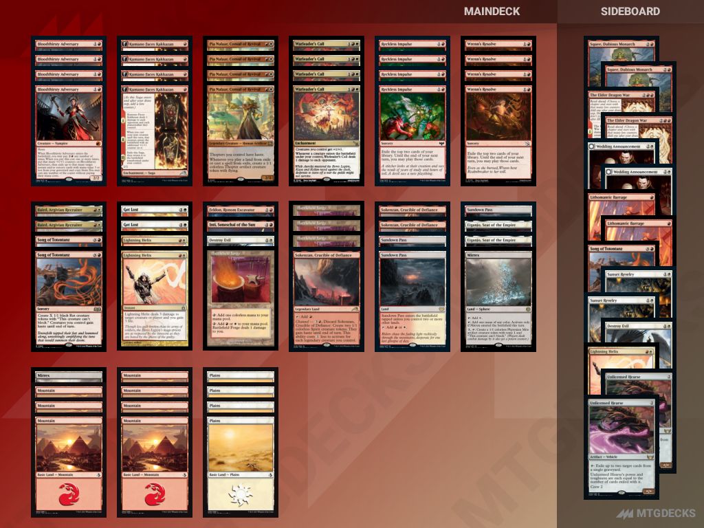 Standard Boros Pia deck by Takao Shota • MTG DECKS