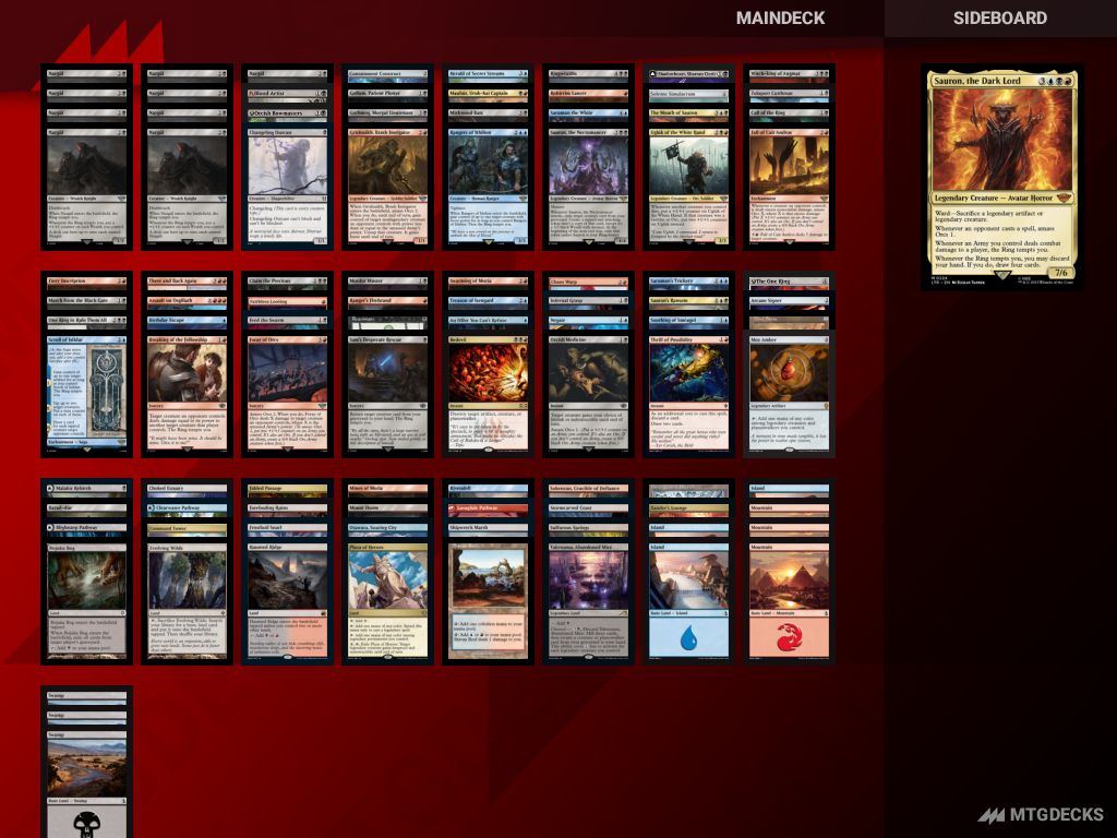 Historic-Brawl Sauron, The Dark Lord v3 deck by HurricaneBee • MTG DECKS