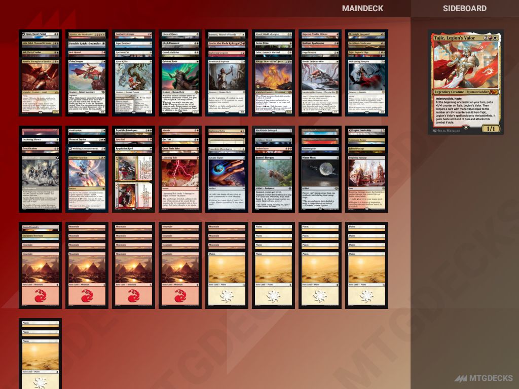 Historic-Brawl Tajic’s Legion deck by Vindaloo • MTG DECKS