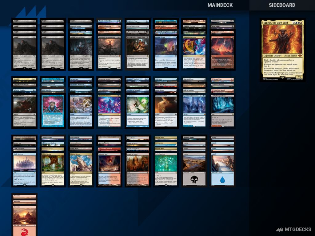 Historic-Brawl Sauron, the Dark Lord deck by JRRzombie • MTG DECKS