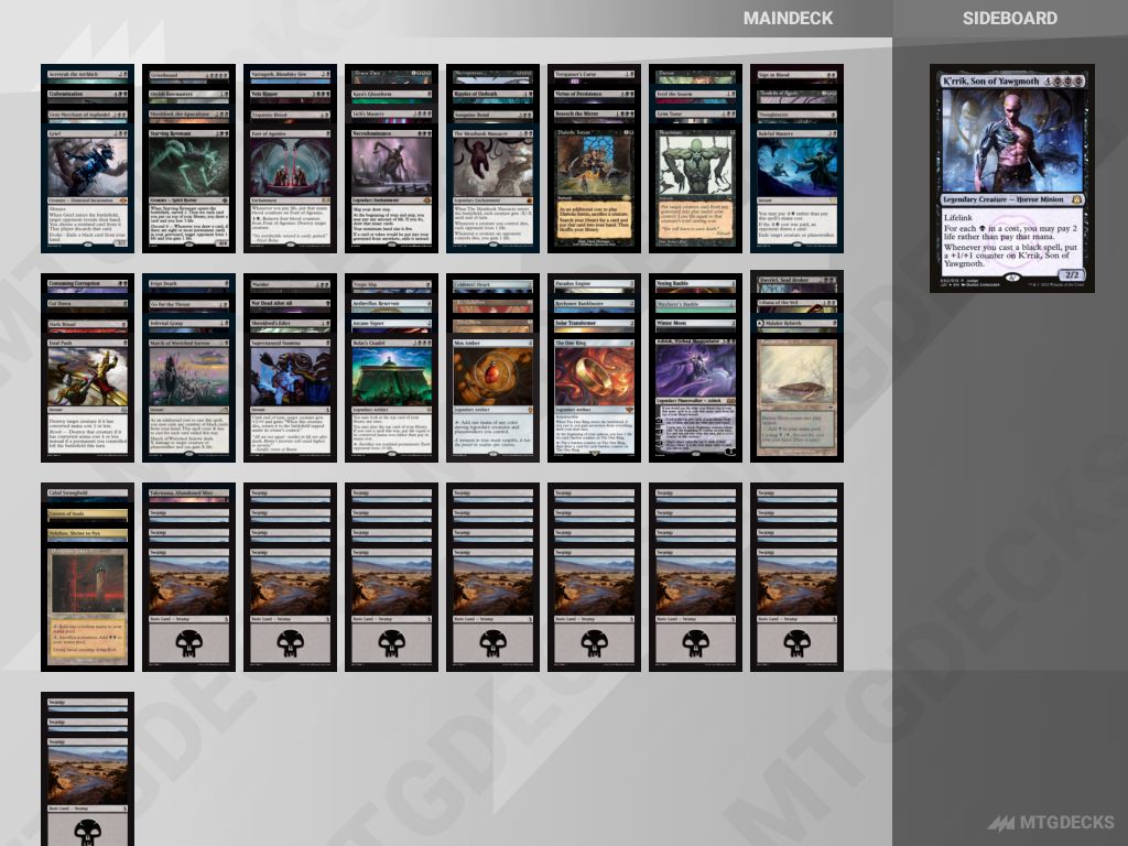 Historic-Brawl K'rrik, Son of Yawgmoth // Brawl deck by deon • MTG DECKS