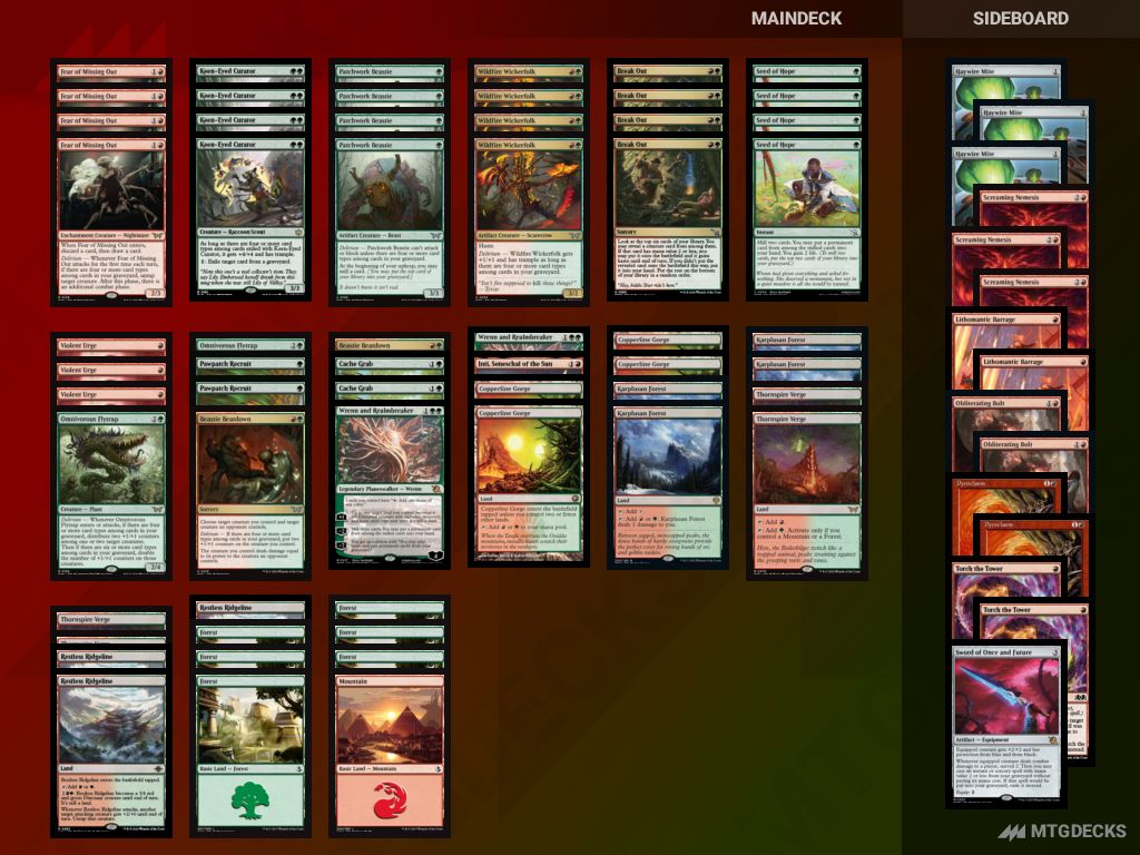 Standard RG Aggro deck by Katagiri Kenta • MTG DECKS