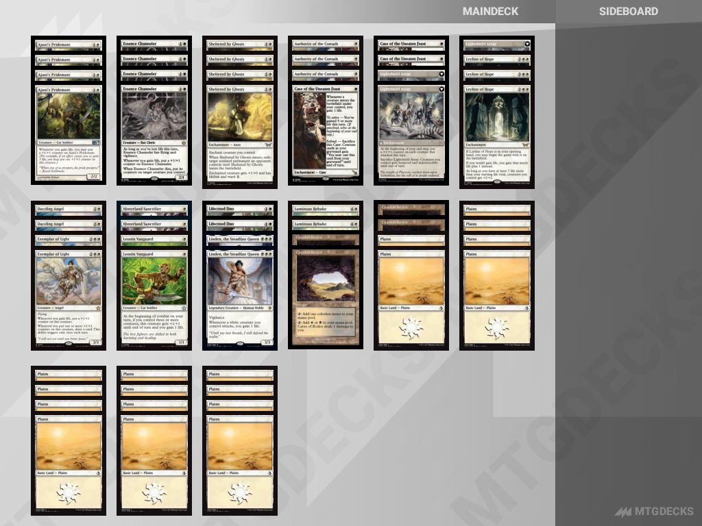 Arena Standard Mono White Lifegain deck by MtGDvd • MTG DECKS