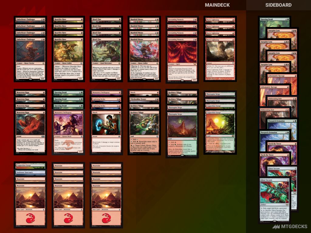 Standard Red Deck Wins deck by pizzangry • MTG DECKS