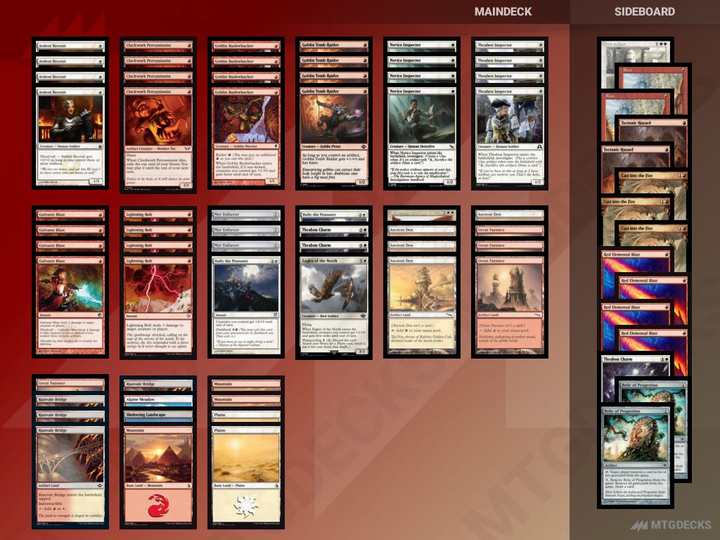 Pauper Boros Metalcraft deck by JukaKnight • MTG DECKS