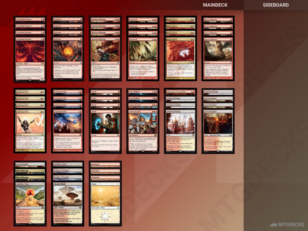 Standard Boros Burn deck by ozodrackmtg • MTG DECKS