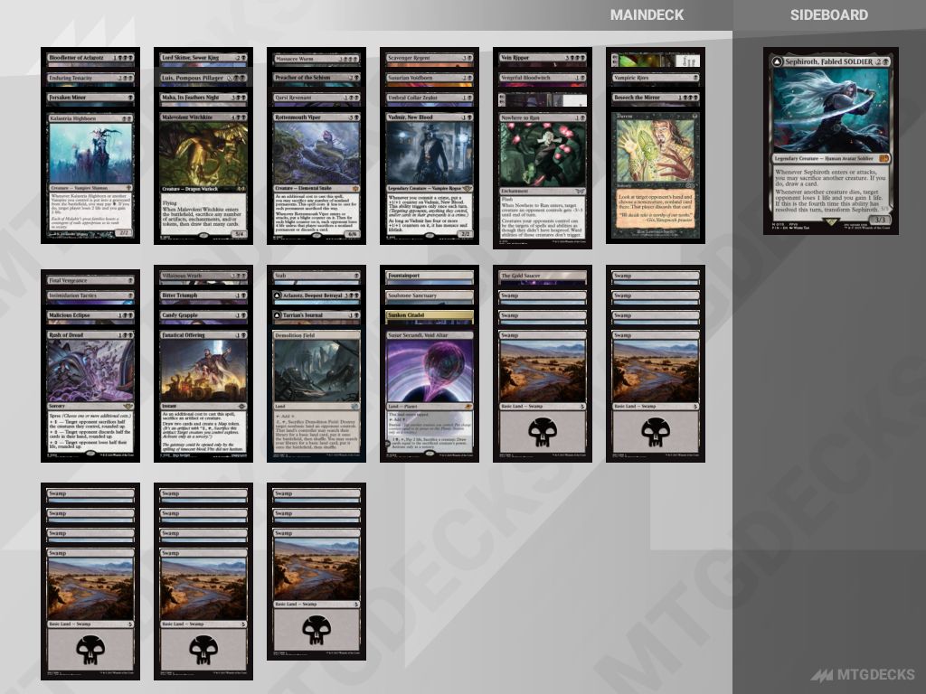 Arena Brawl Sephiroth, Fabled SOLDIER deck by Numbskull • MTG DECKS