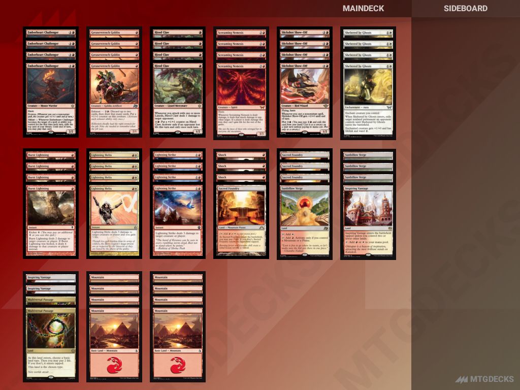 Arena Standard Boros Burn deck by RepTuneRepeat • MTG DECKS