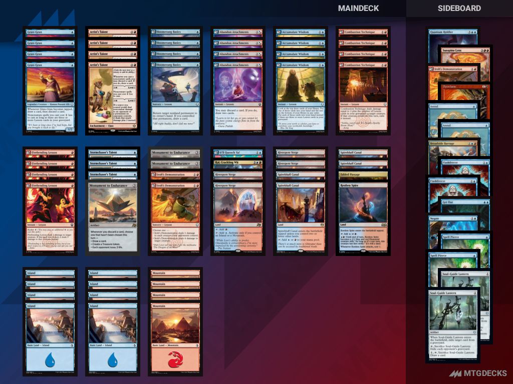 Arena Standard Izzet Lessons deck by Nacho Zaballa • MTG DECKS