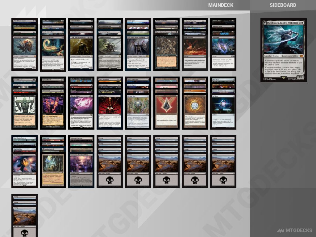 Commander Sephiroth, Fabled SOLDIER deck by Karl Weber • MTG DECKS