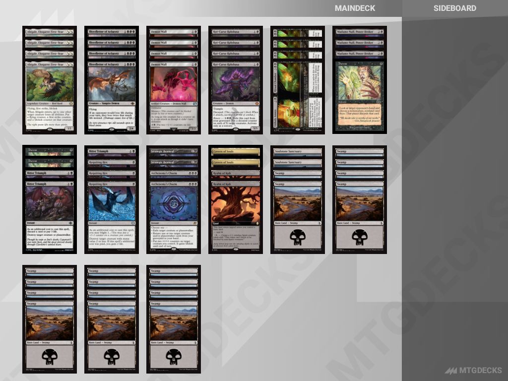 MTG Standard TMT Mono Black Abigale top decks • MTG DECKS